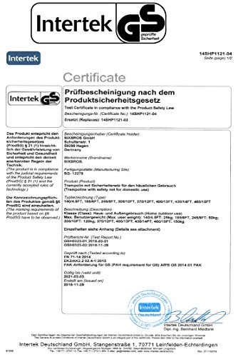 SixBros. SixJump 3,70 M Gartentrampolin Grün Intertek / GS geprüft Trampolin - Sicherheitsnetz ...